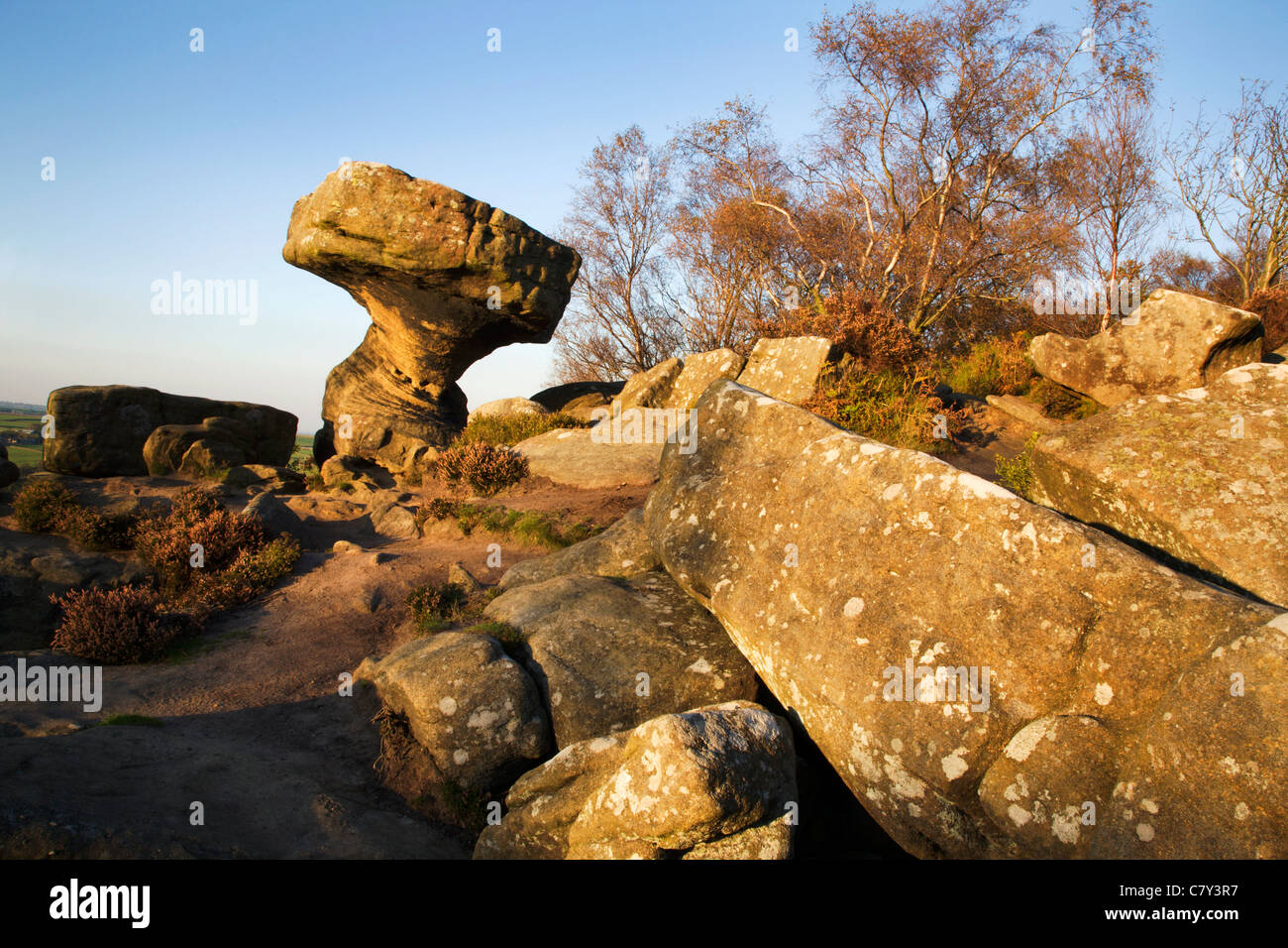 The Druids Writing Desk Brimham Rocks North Yorkshire England Stock ...
