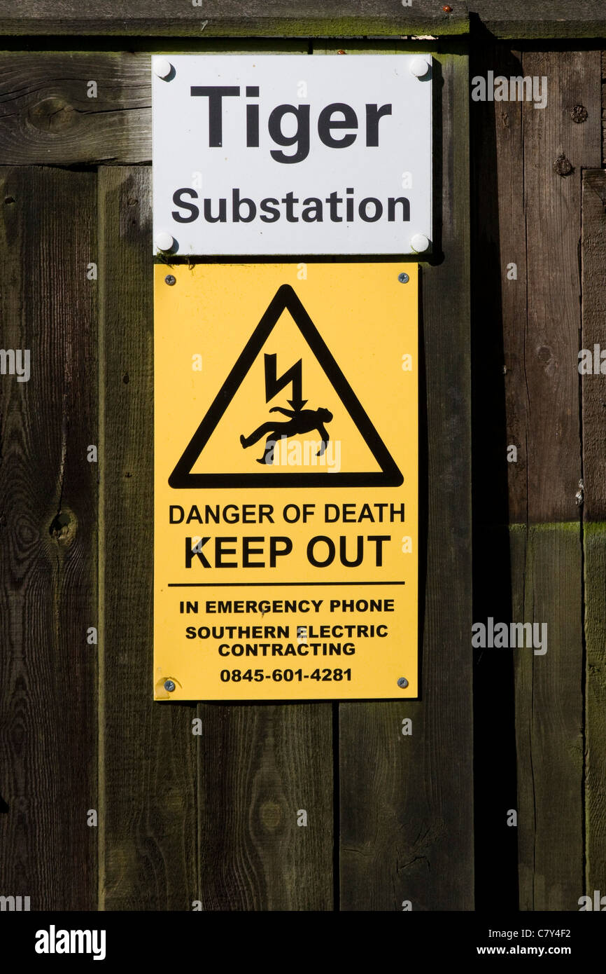 Keep out sign Tiger Substation for public information Stock Photo - Alamy