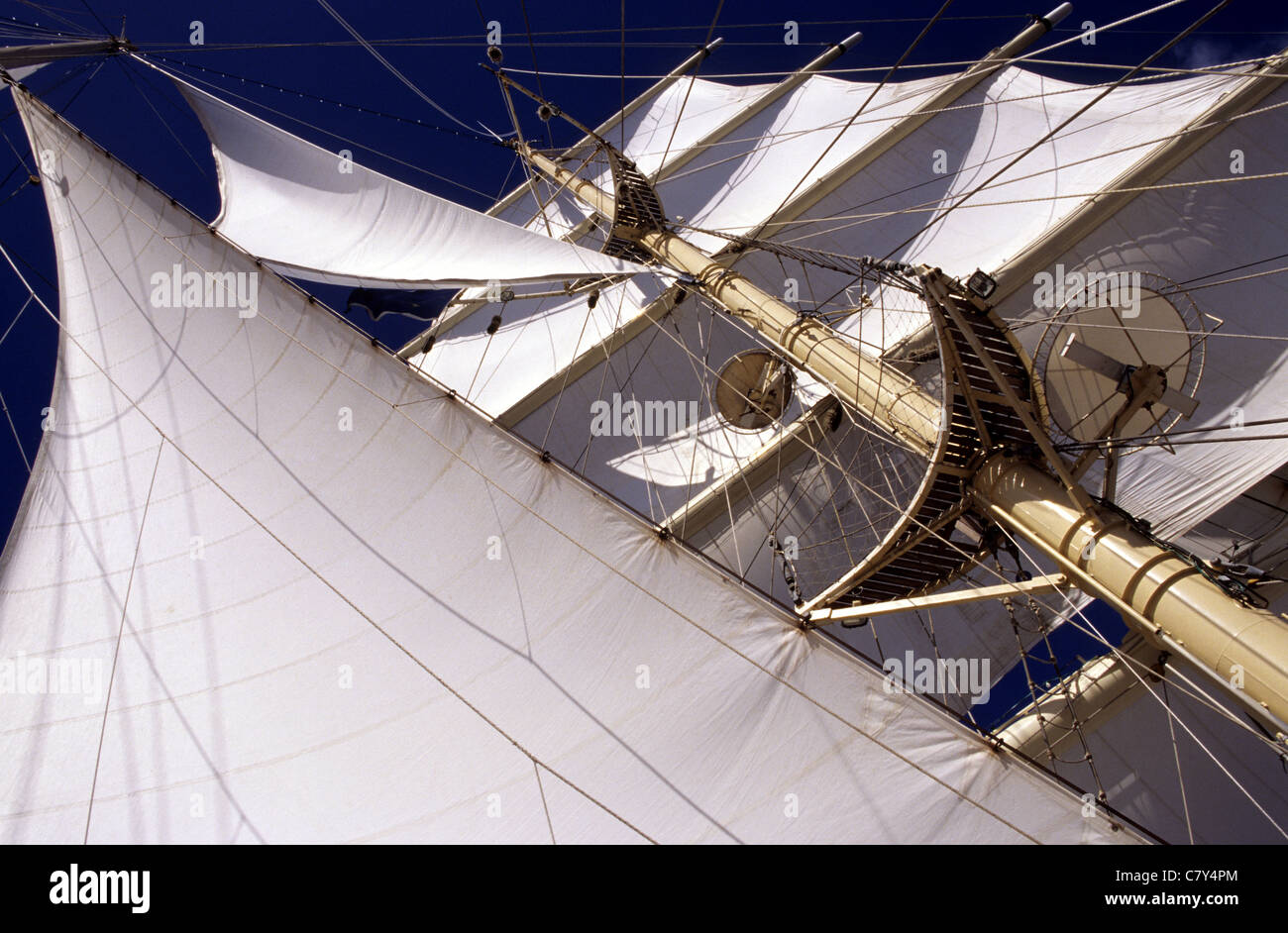Tallship mast with sails Stock Photo - Alamy