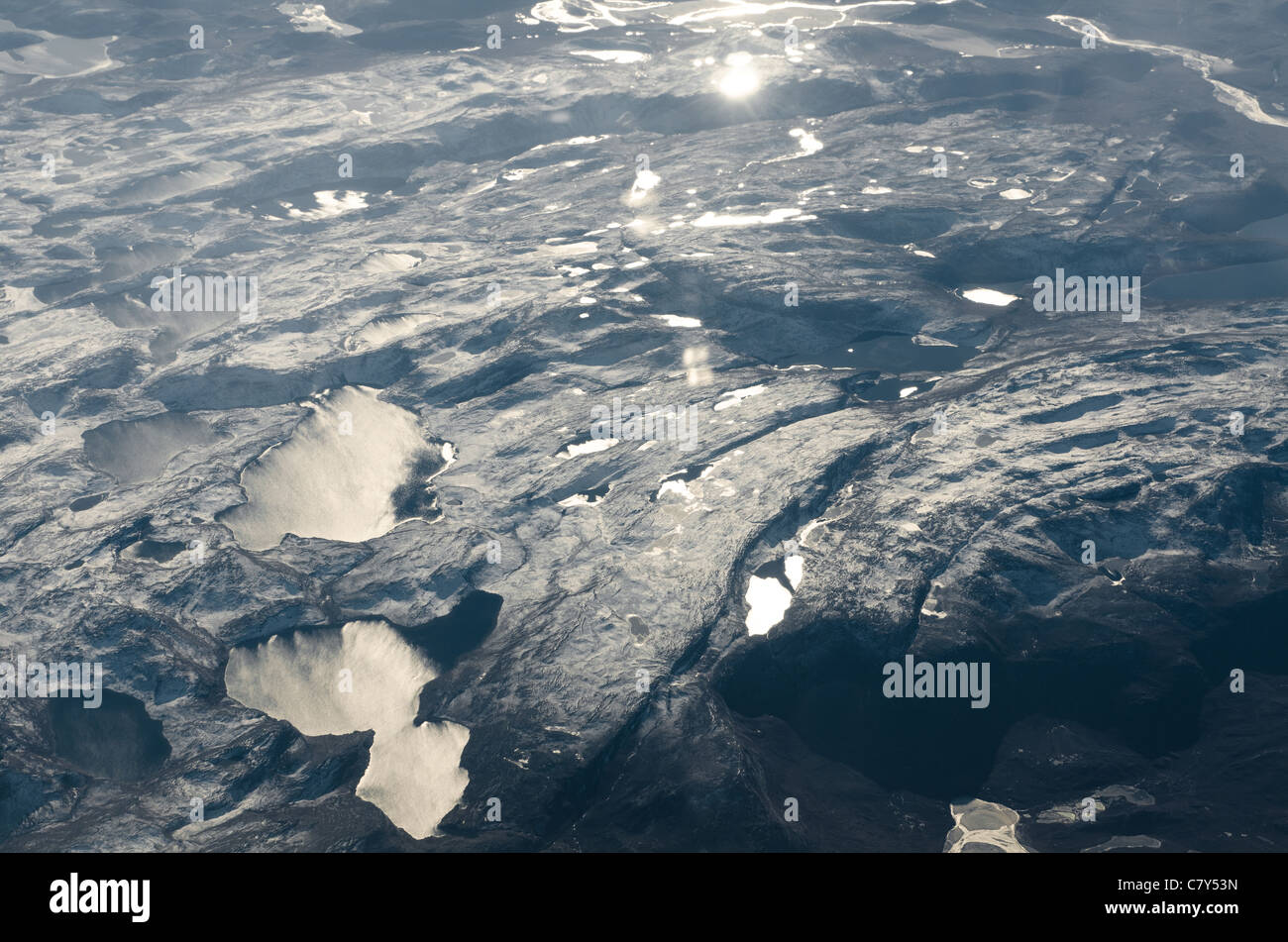 Frozen land in Greenland from the air Stock Photo - Alamy