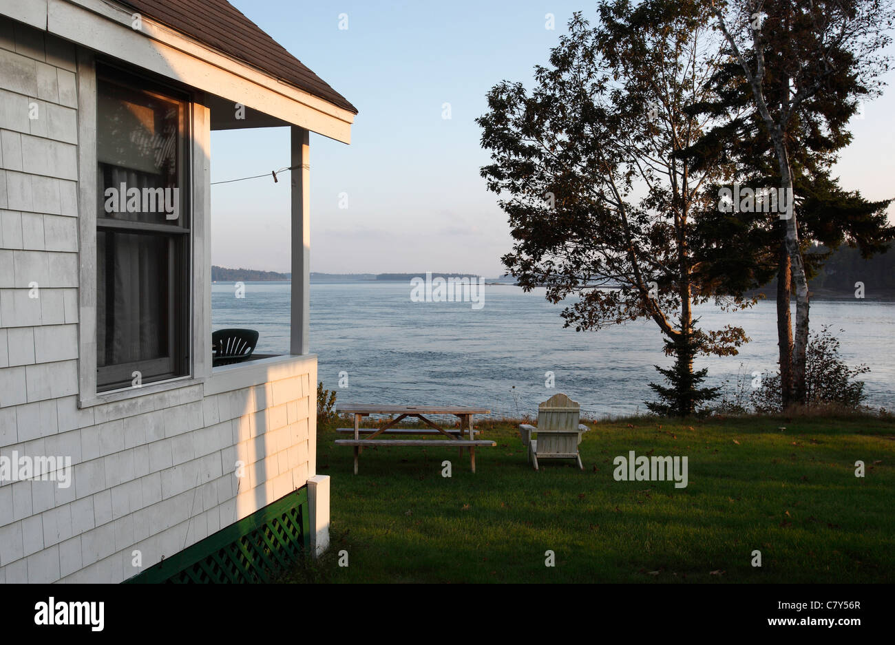 A vacation cottage on Sullivan Bay looking south toward Frenchman Bay ...