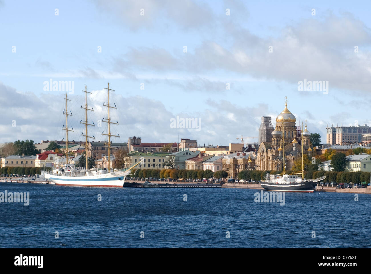 sailing ship in St. Petersburg on river Neva Russia Stock Photo - Alamy