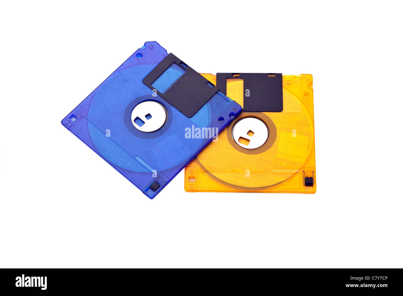 Blue and yellow floppy disk isolated on white background Stock Photo ...