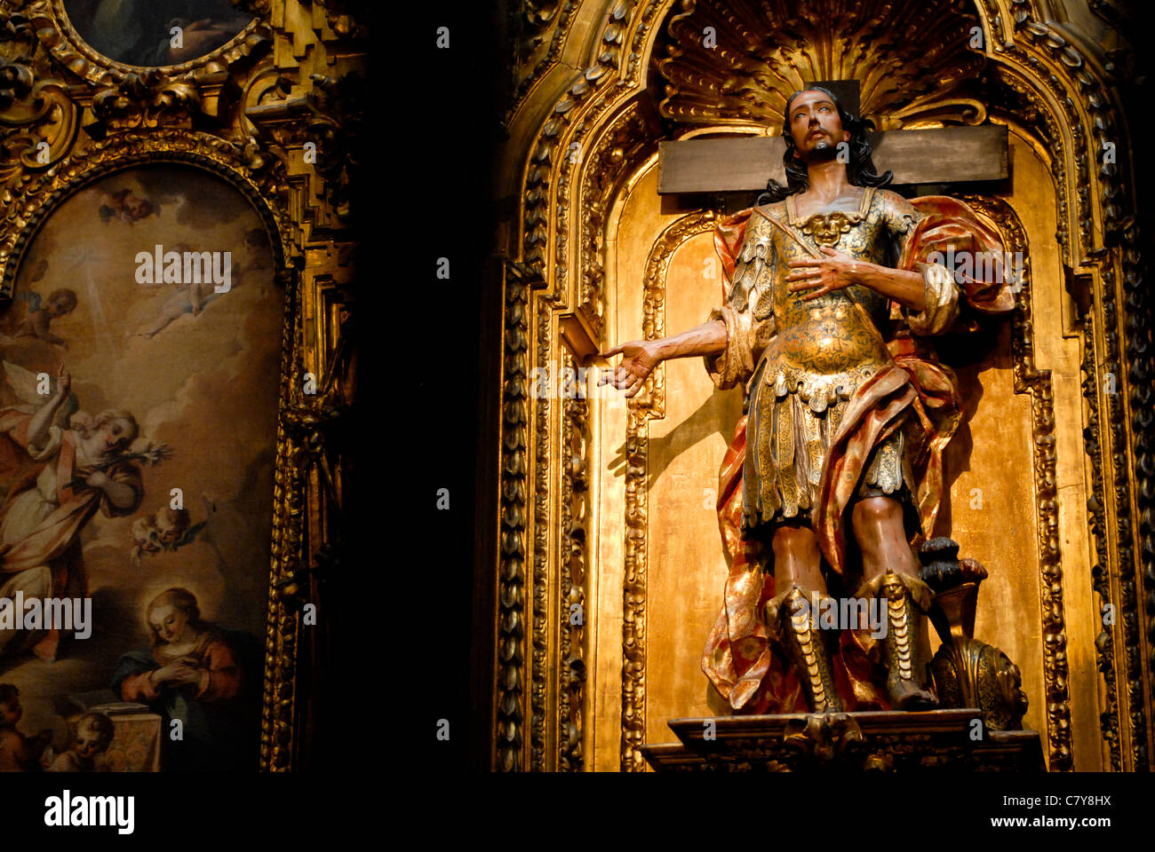 A statue of jesus in armor in the catholic cathedral built in the ...