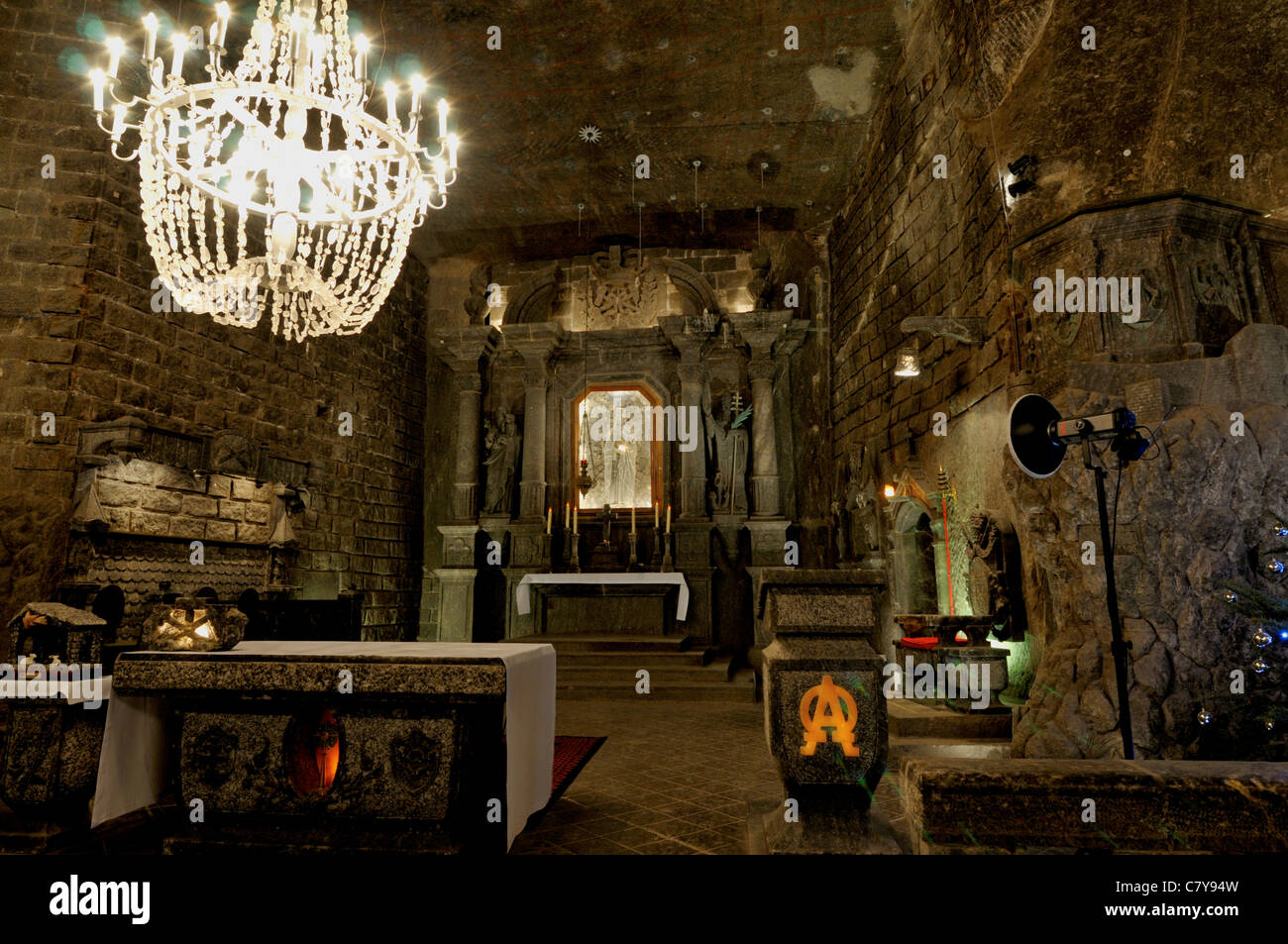 Underground church - chapel and life size figures carved out from salt ...