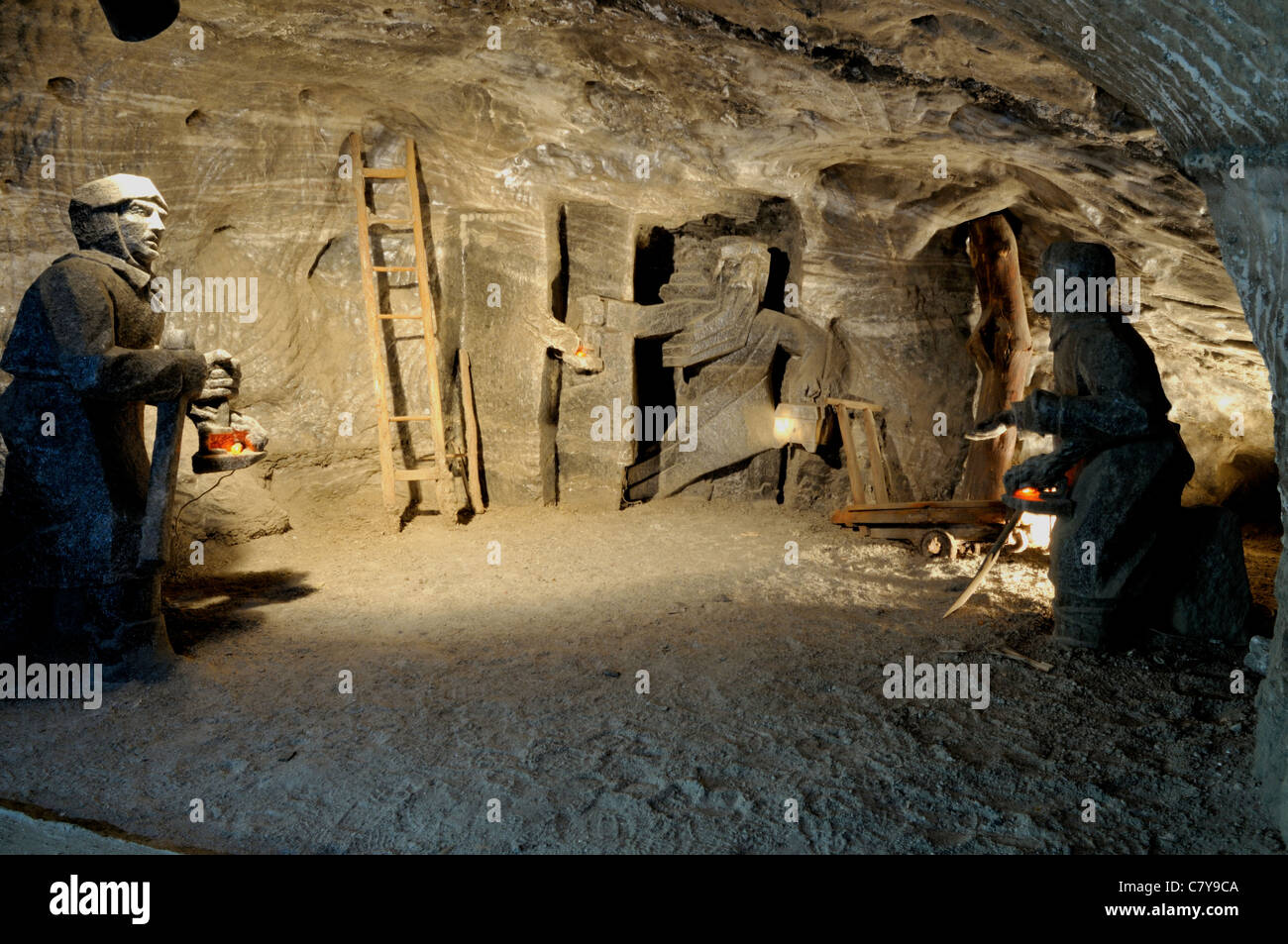 Underground church - chapel and life size figures carved out from salt ...