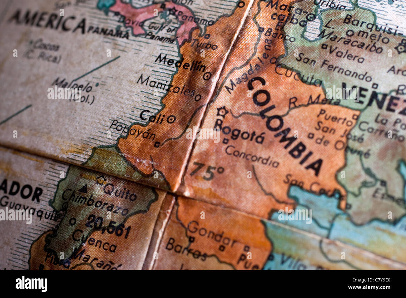 Map of Columbia Stock Photo - Alamy