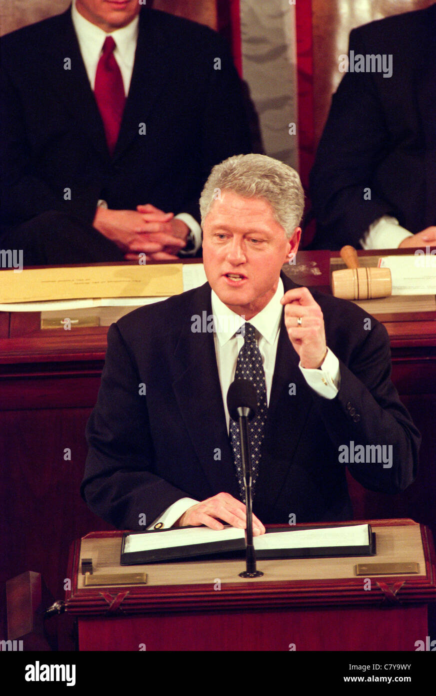 US President Bill Clinton during his State of the Union Address to ...