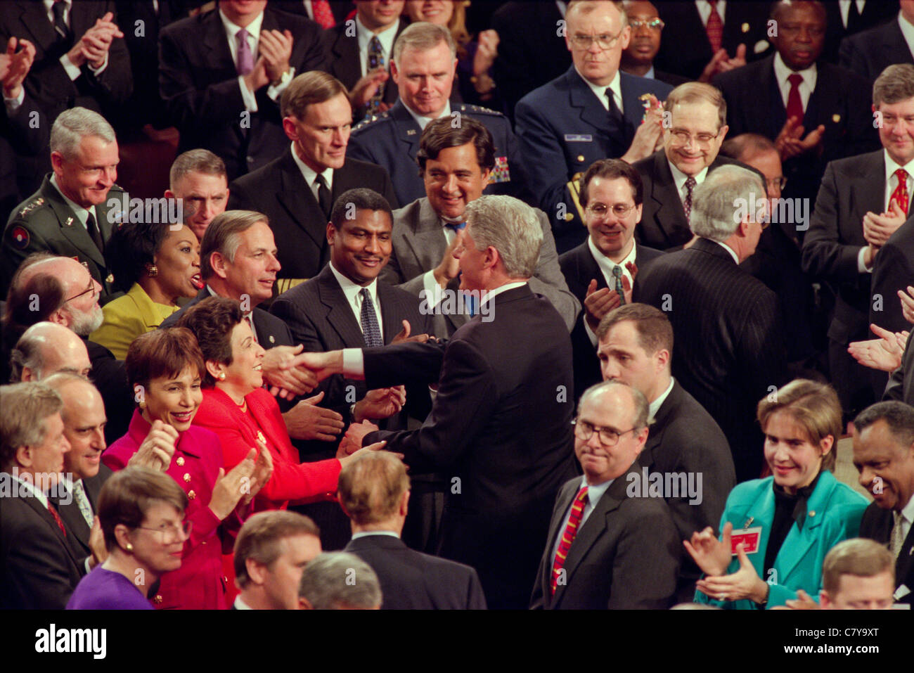 US President Bill Clinton during his State of the Union Address to ...