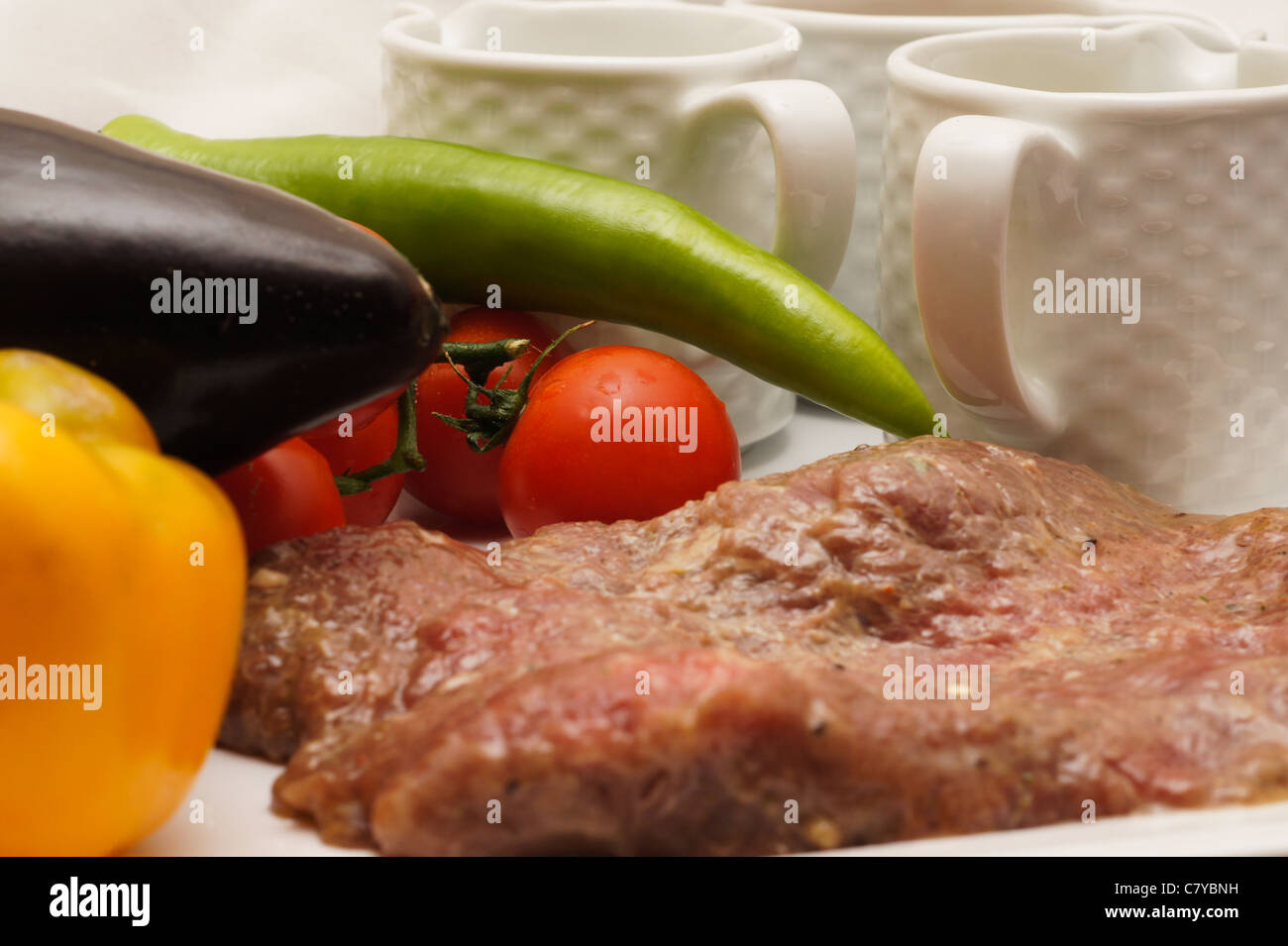 Raw materials in the kitchen of the restaurant for making a delicious ...