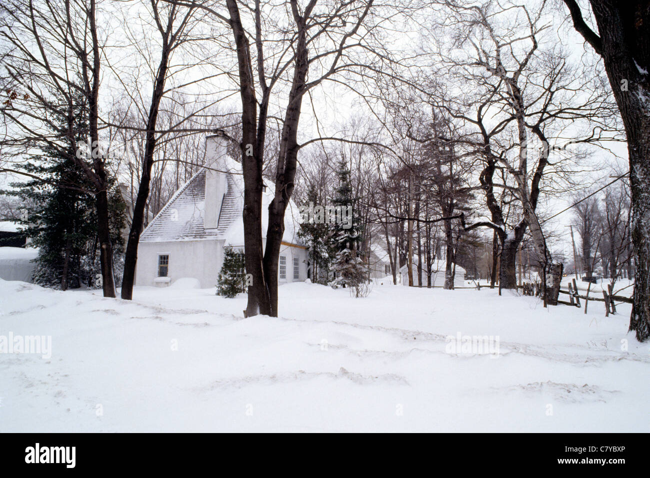 Canada, Quebec, house on the forest in winter Stock Photo - Alamy
