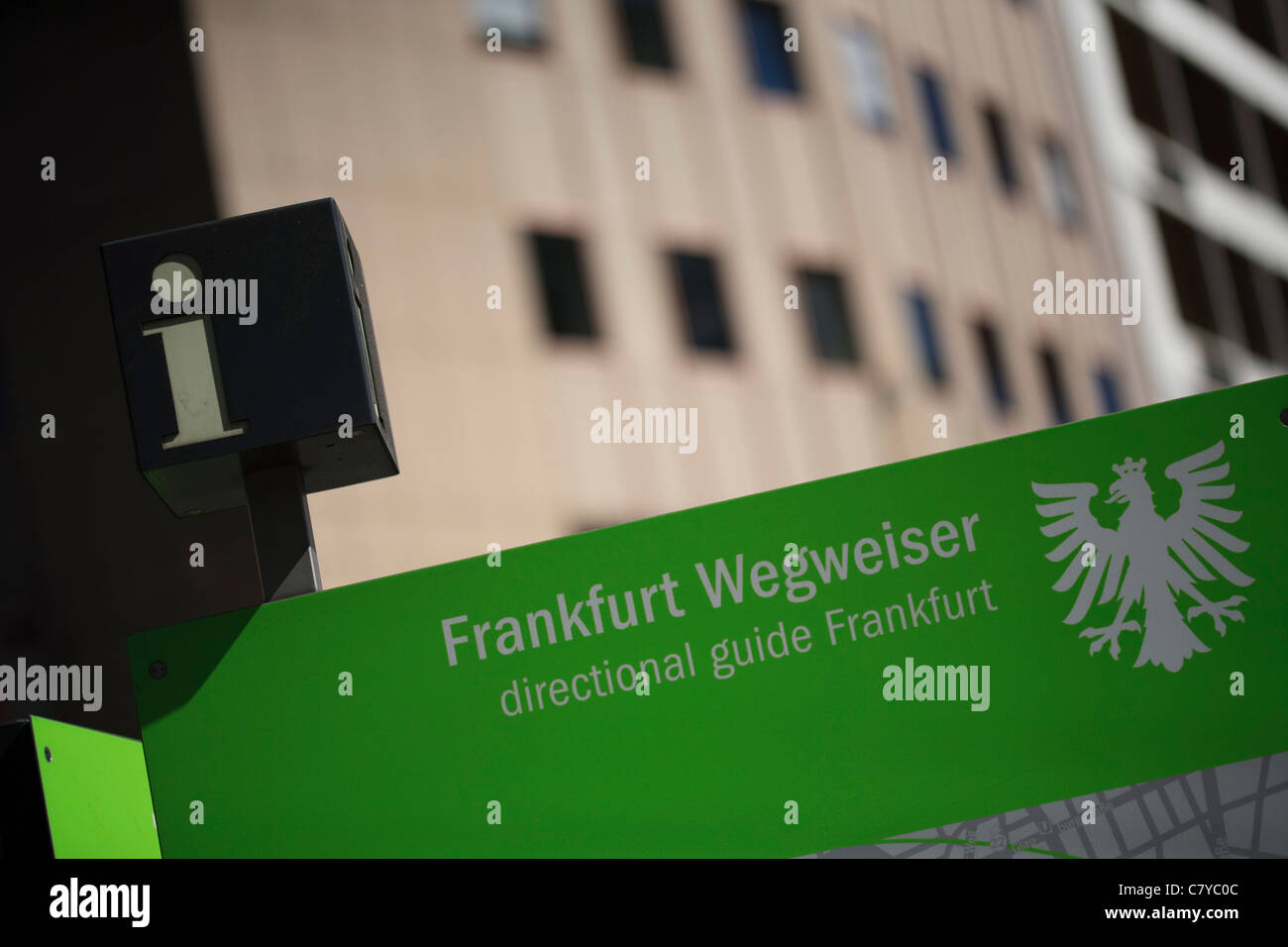 Information sign depicting various points of interest in Frankfurt am ...