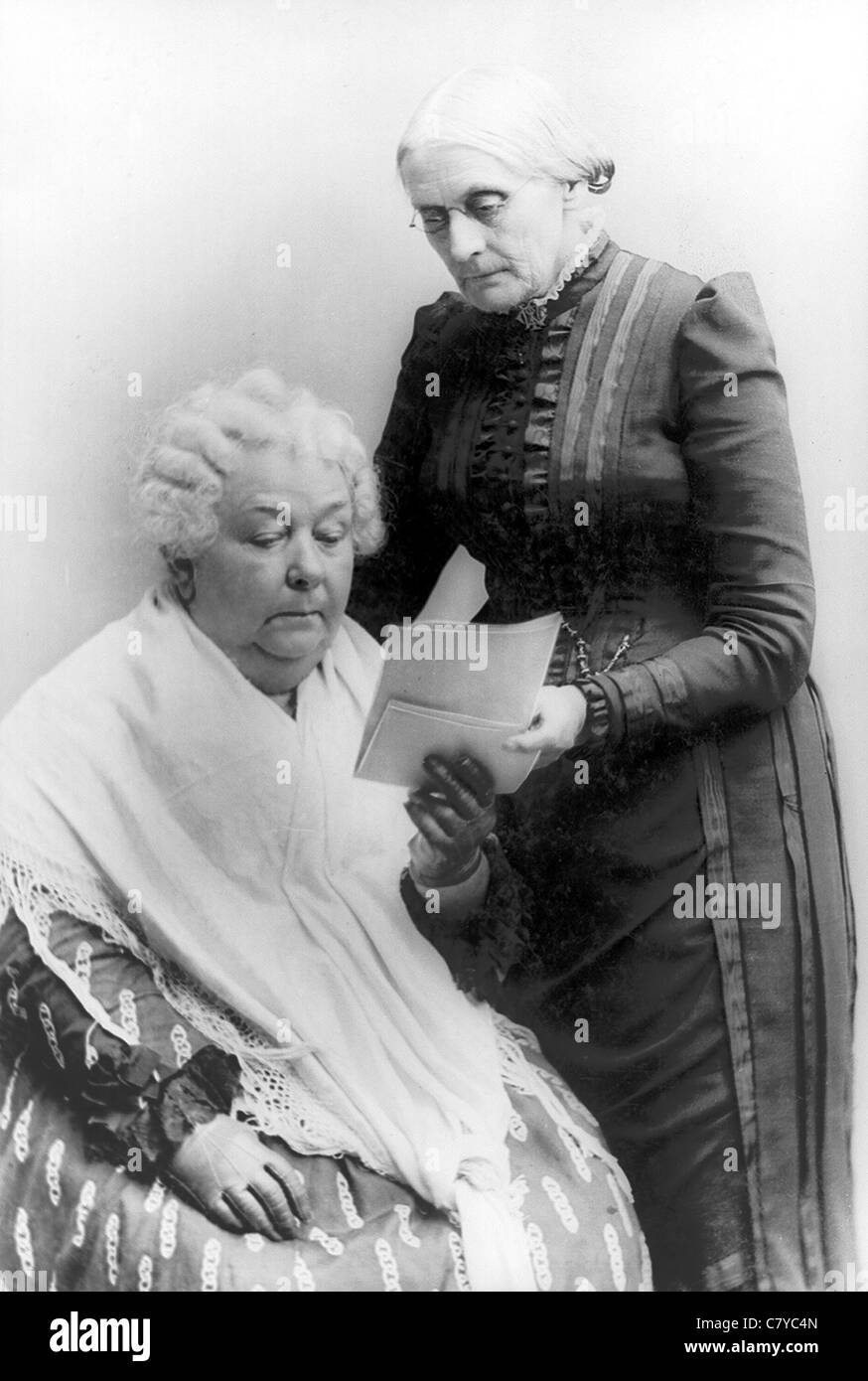 ELIZABETH CADY STANTON US womens rights activist (seated) with fellow ...