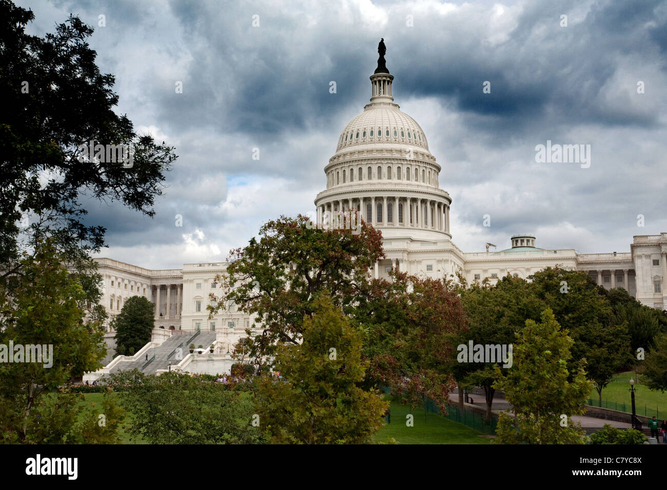 Storm clouds and gray sky, over the Capitol Building, Washington DC USA ...