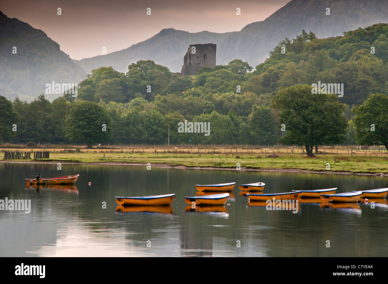 Rowing Boats, Llyn Padarn & Dolbadarn Castle, Llanberis Pass, Snowdonia ...