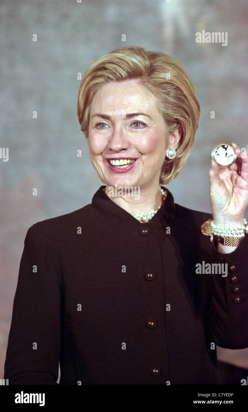 First lady Hillary Clinton smiles during an event at the White House ...