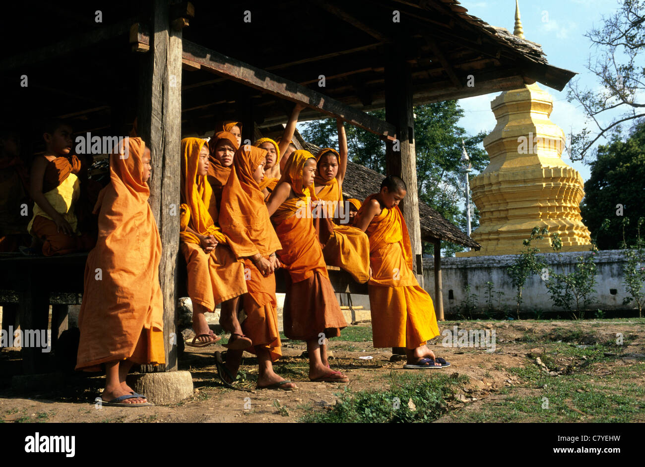 Burma, Myanmar, monks at King Tun Monastery, Mang La Stock Photo - Alamy