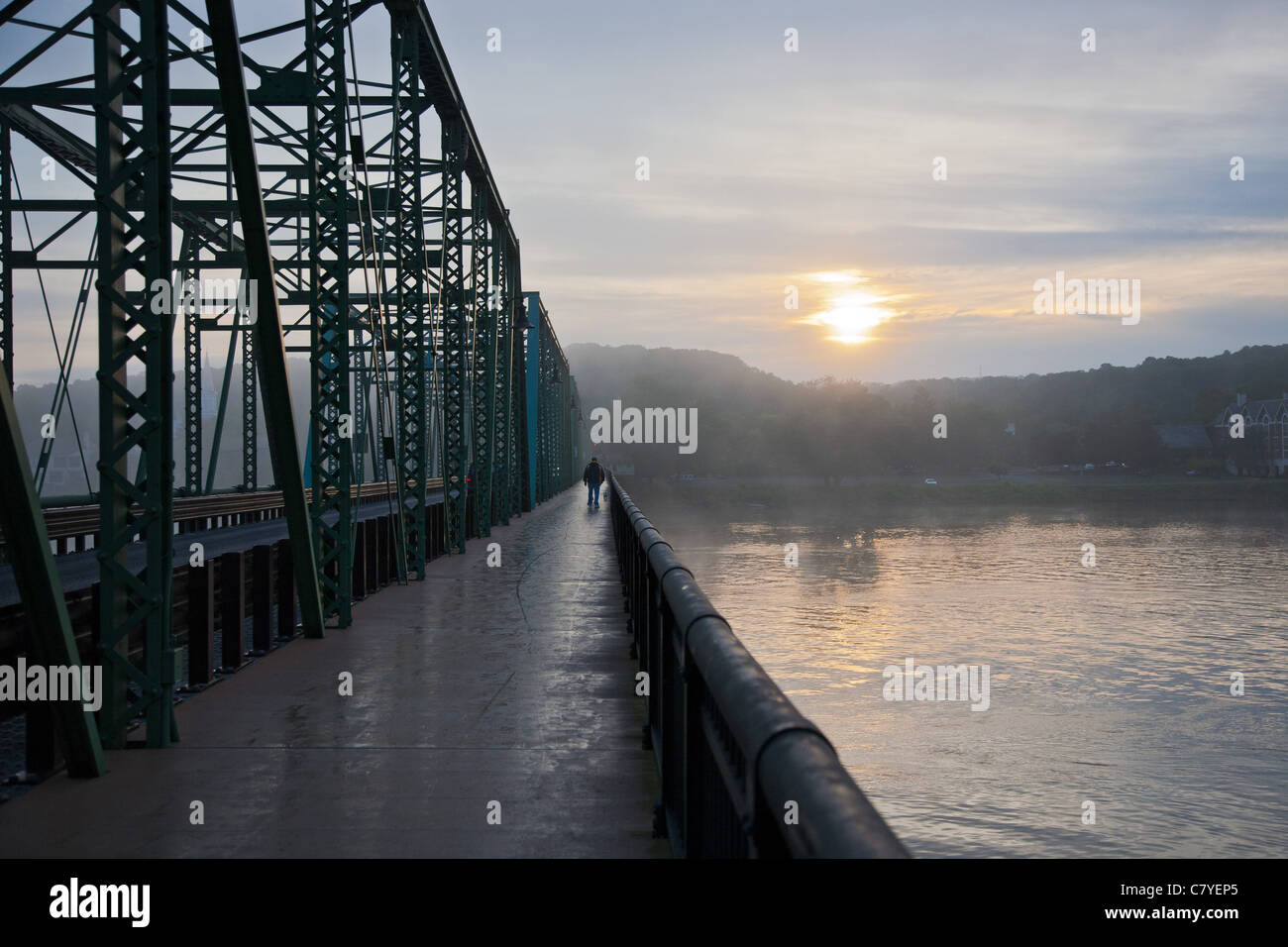 View from the bridge connecting New Hope, Pennsylvania and Lambertville ...