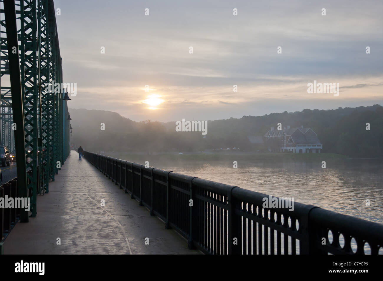 View from the bridge connecting New Hope, Pennsylvania and Lambertville ...
