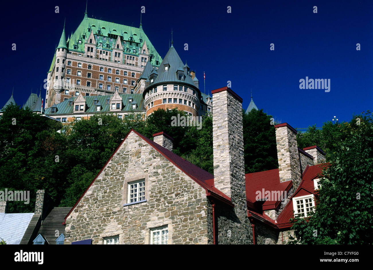 Canada, Quebec, Quebec City, Chateau Frontenac and the lower city Stock ...