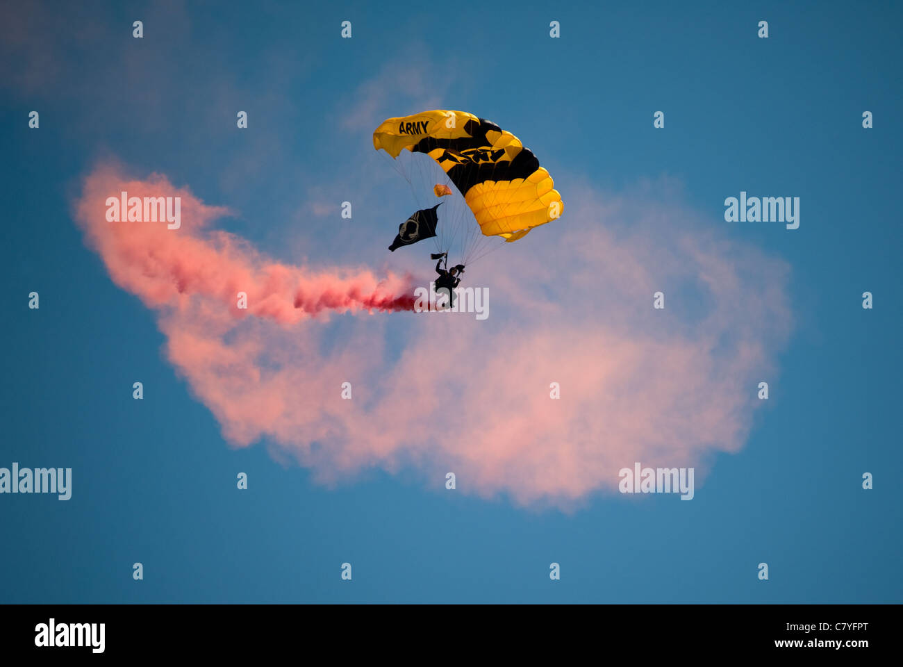 Navy Leap Frogs parachute team perform parachute parachutist in the sky ...