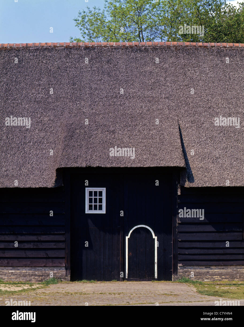 Farmhouse, Shed, barn, thatched roof, A design,people window Stock ...