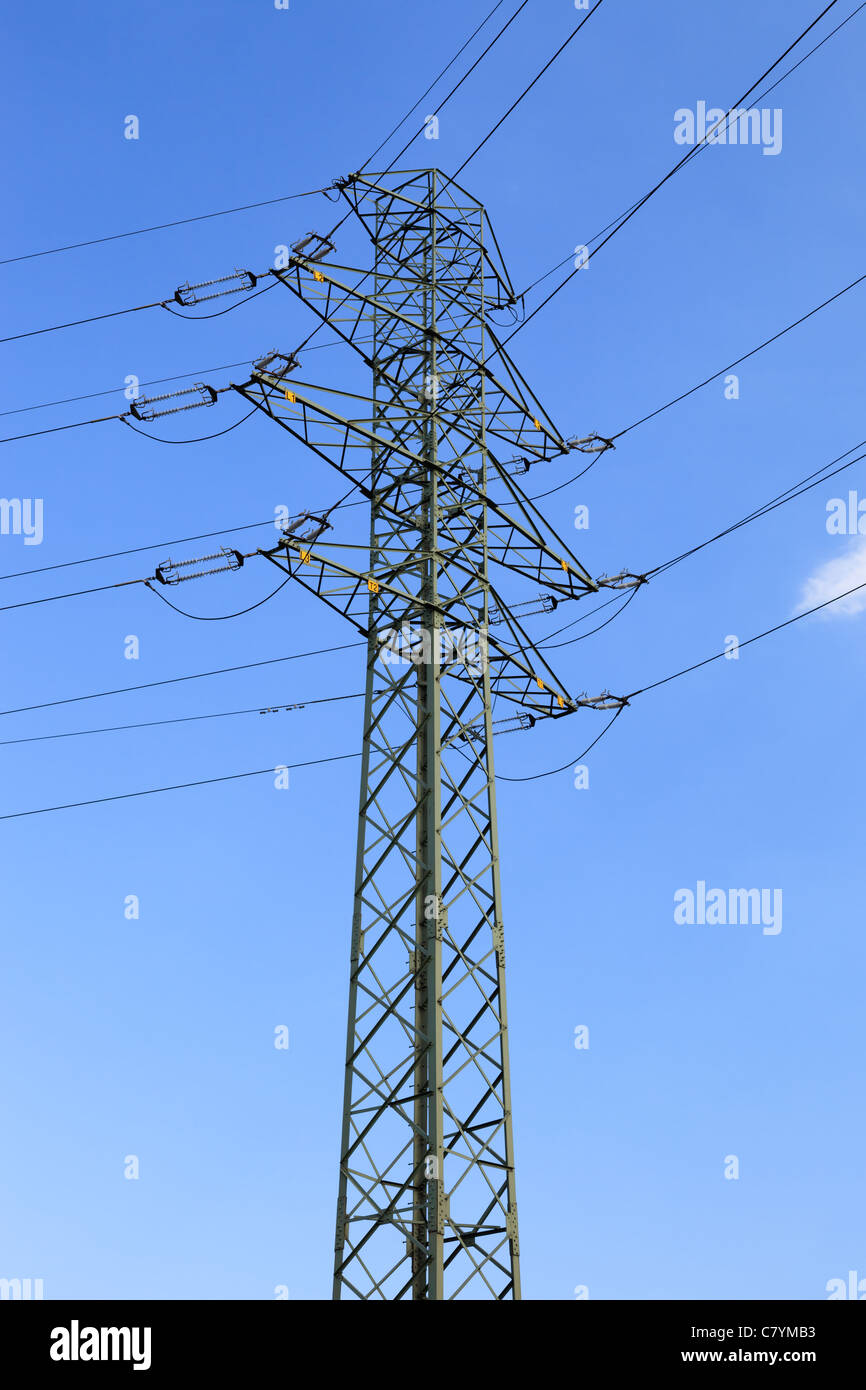 Electric high voltage power post Stock Photo - Alamy