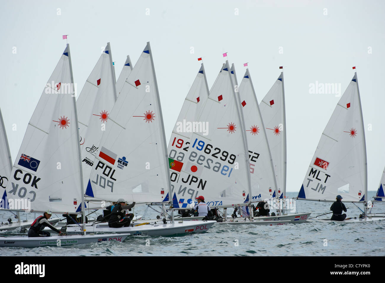 The start line, Sailing Olympic Test Event, Laser Radial women's one ...