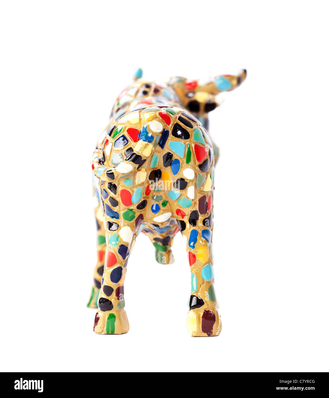 Macro view of decorative bull isolated on white background Stock Photo ...