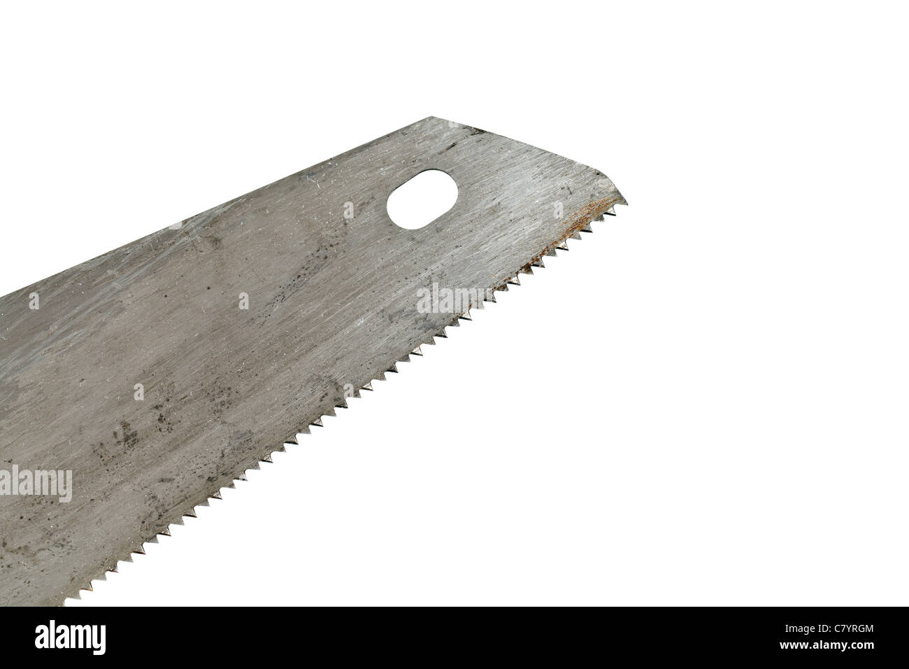 Macro view of saw blade isolated on white background Stock Photo - Alamy