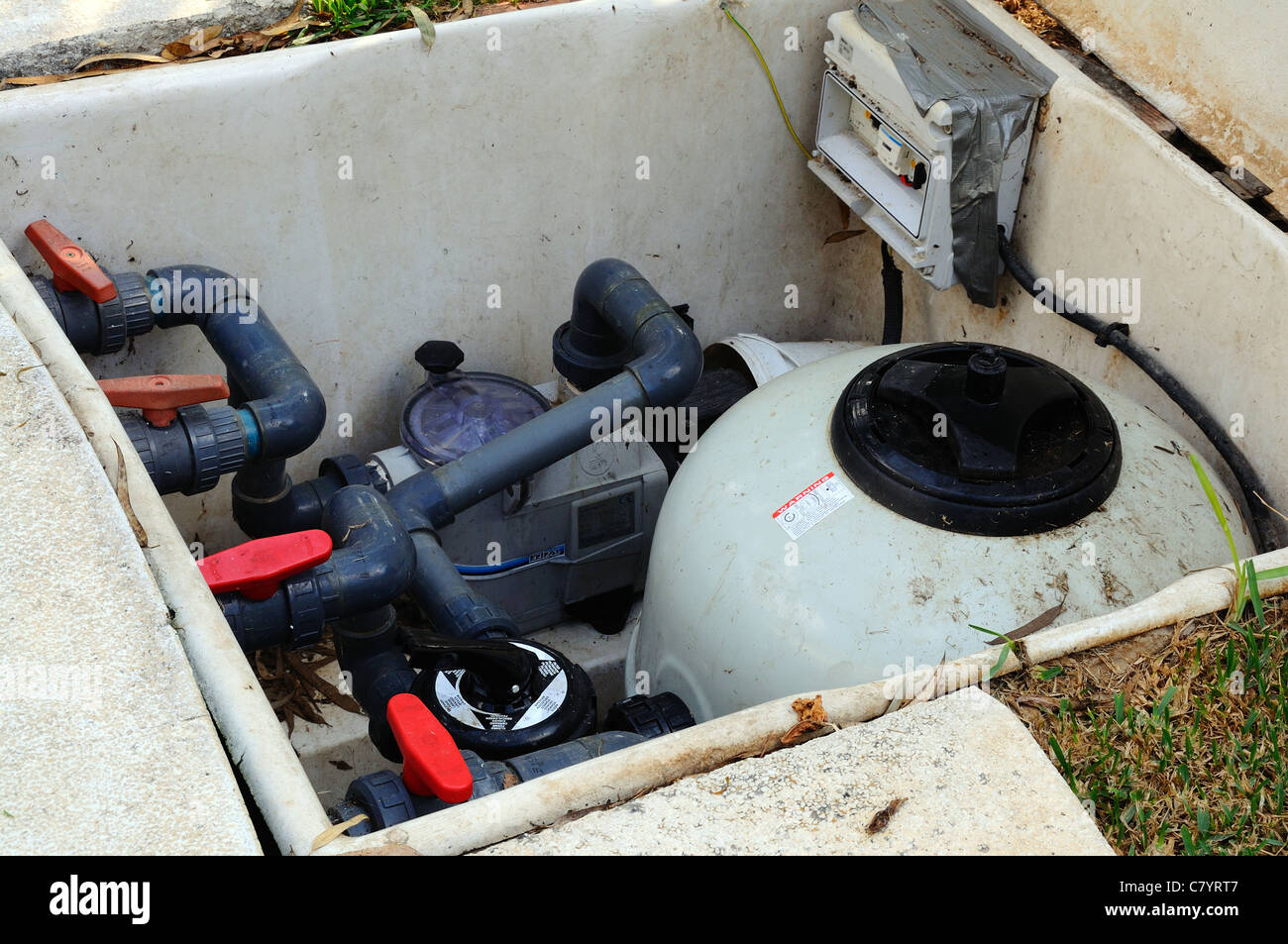 Swimming pool pump and filter unit, Calahonda, Mijas Costa, Costa del ...