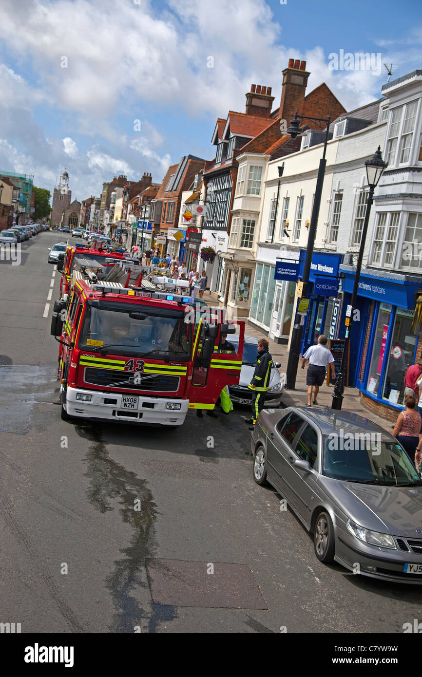 Two fire tenders attending incident in Lymington High Street. Taken ...