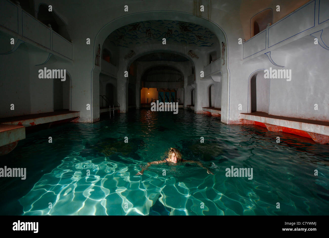 Tourists swim in the underground pool at Kuchaman Fort. Picture by ...