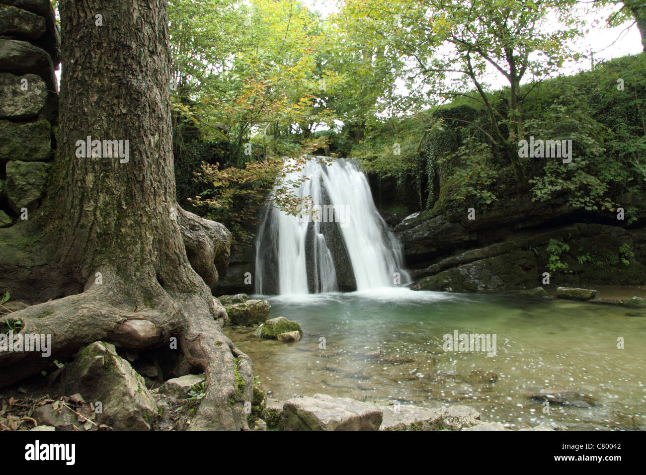 waterfall Janet's foss waterfall Yorkshire dales malham Stock Photo - Alamy