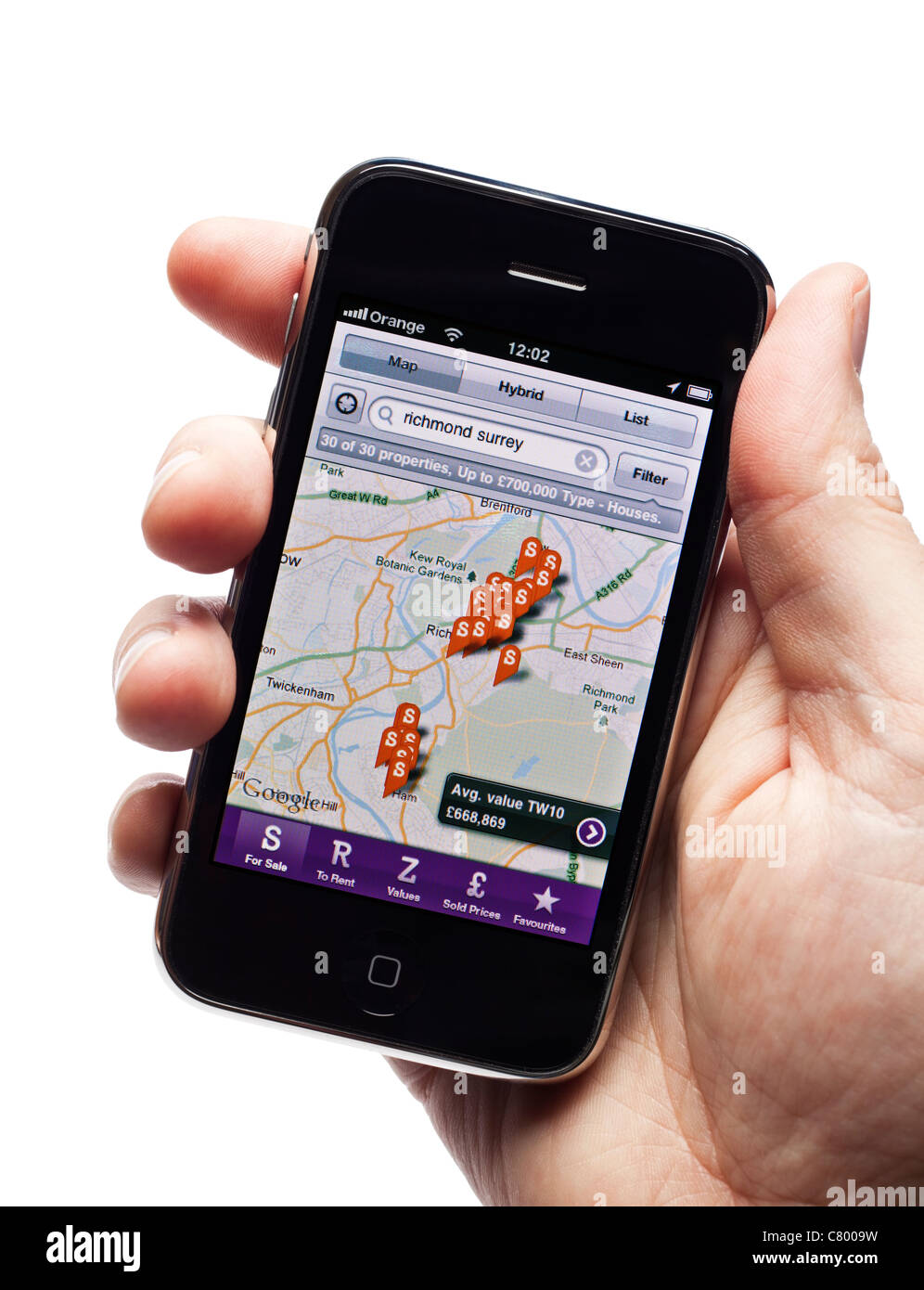 iPhone smartphone smart phone mobile phone showing the Zoopla property ...