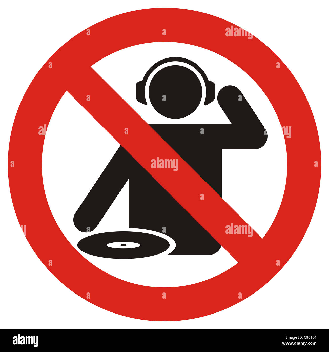 No dj zone warning sign for live music clubs Stock Photo - Alamy