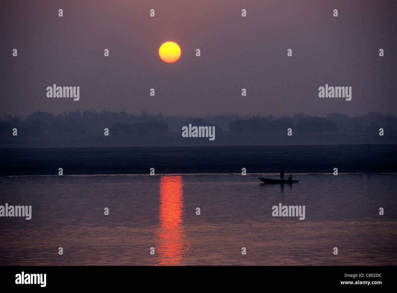 India, Benares, the Ganges river at sunset Stock Photo - Alamy