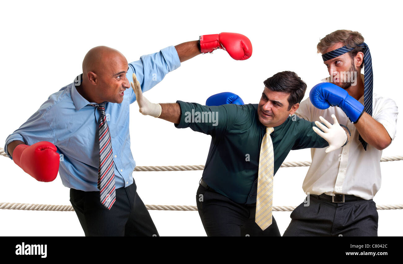 Businessmen boxing isolated in white Stock Photo - Alamy