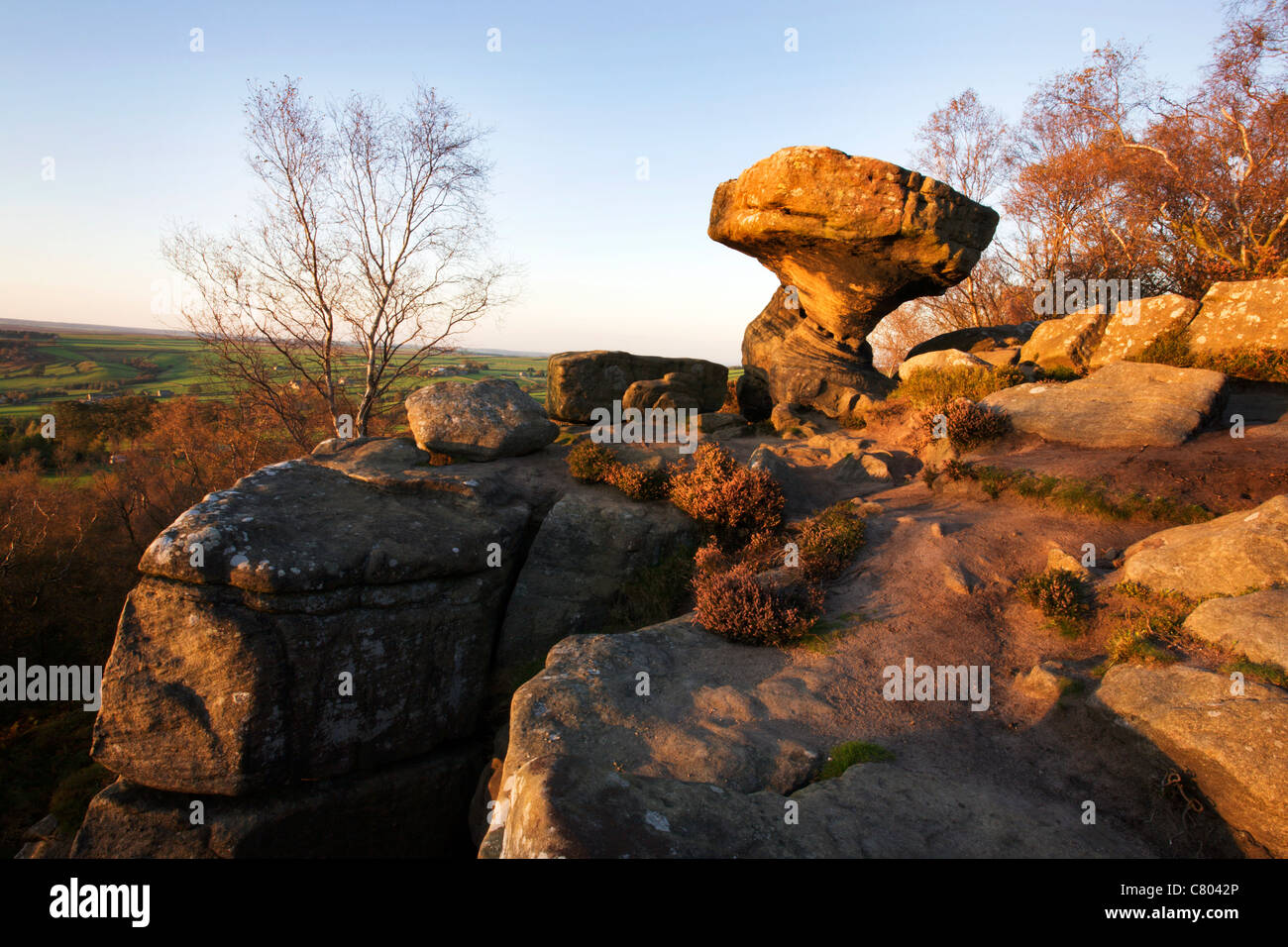 The Druids Writing Desk Brimham Rocks North Yorkshire England Stock ...