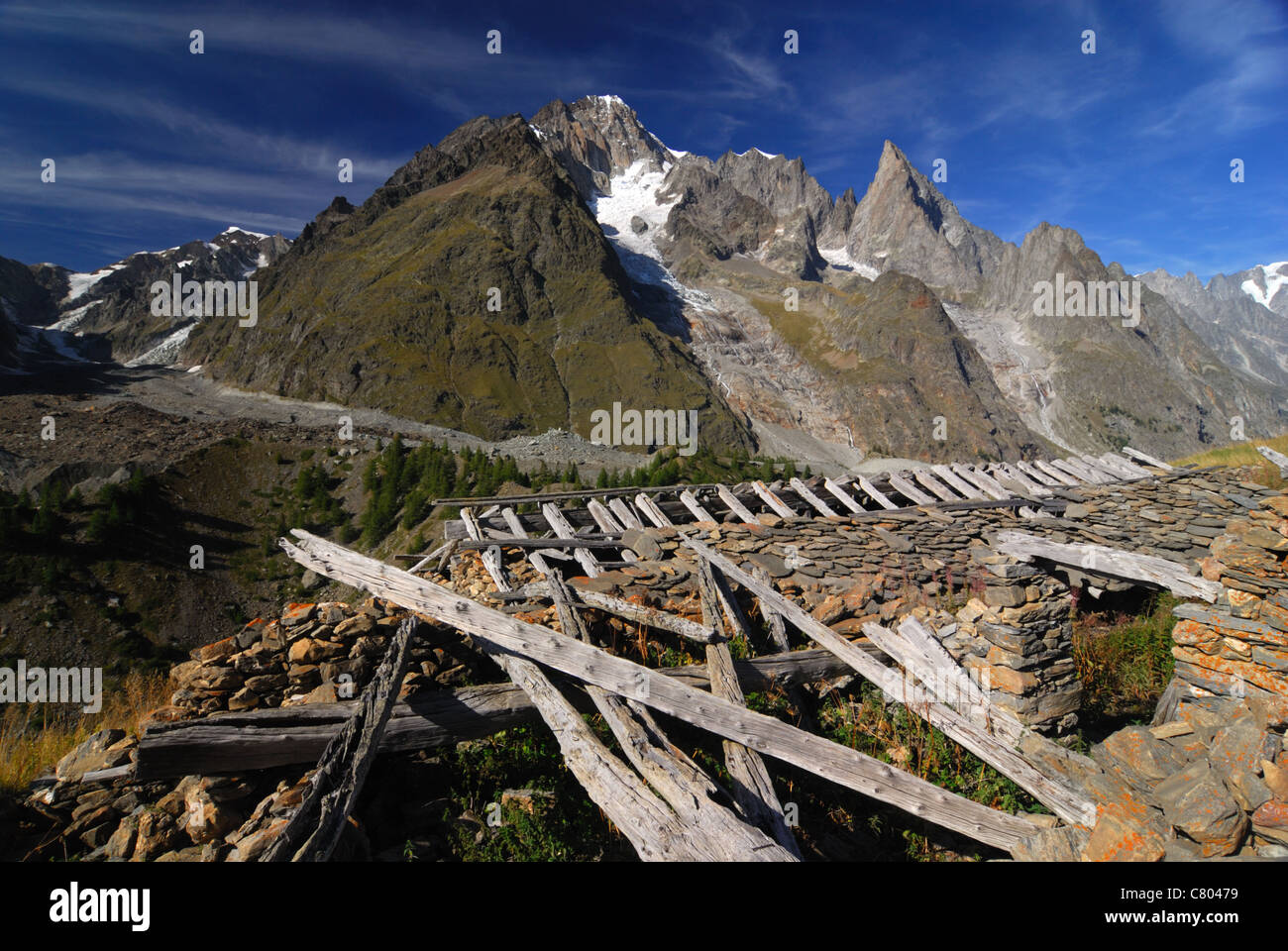 A ruined farmhouse in the Alps Stock Photo - Alamy