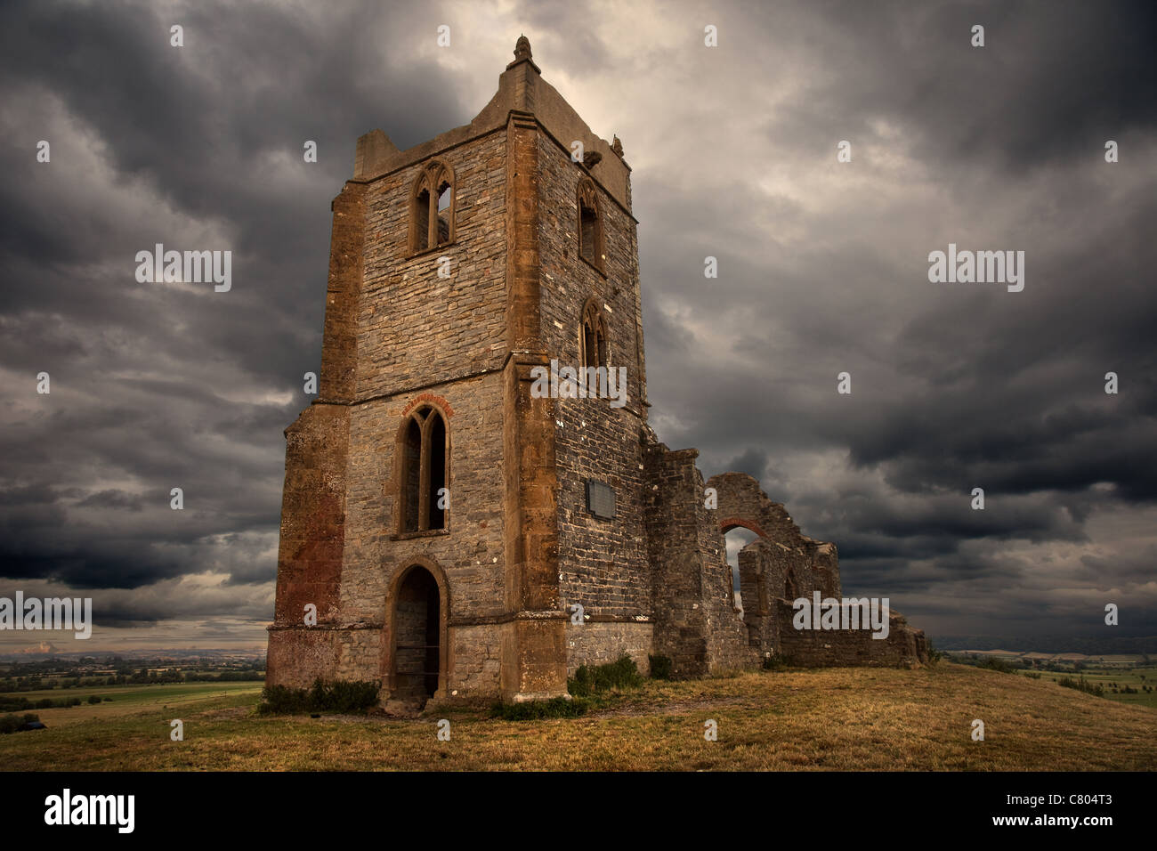 Burrow Mump Ruin with Dramatic Clouds Stock Photo - Alamy