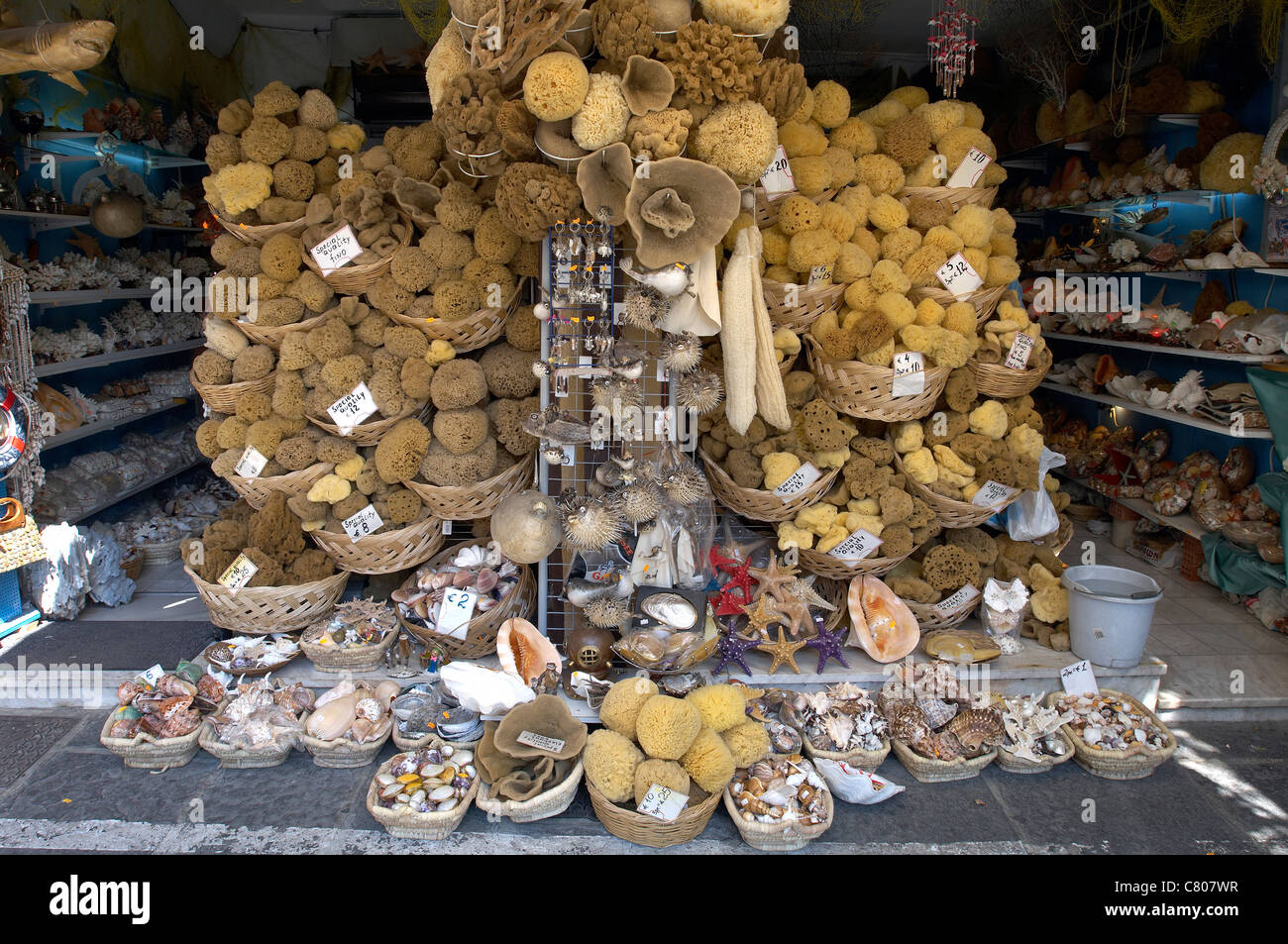 Greece, Rhodes Island, sponge shop Stock Photo - Alamy