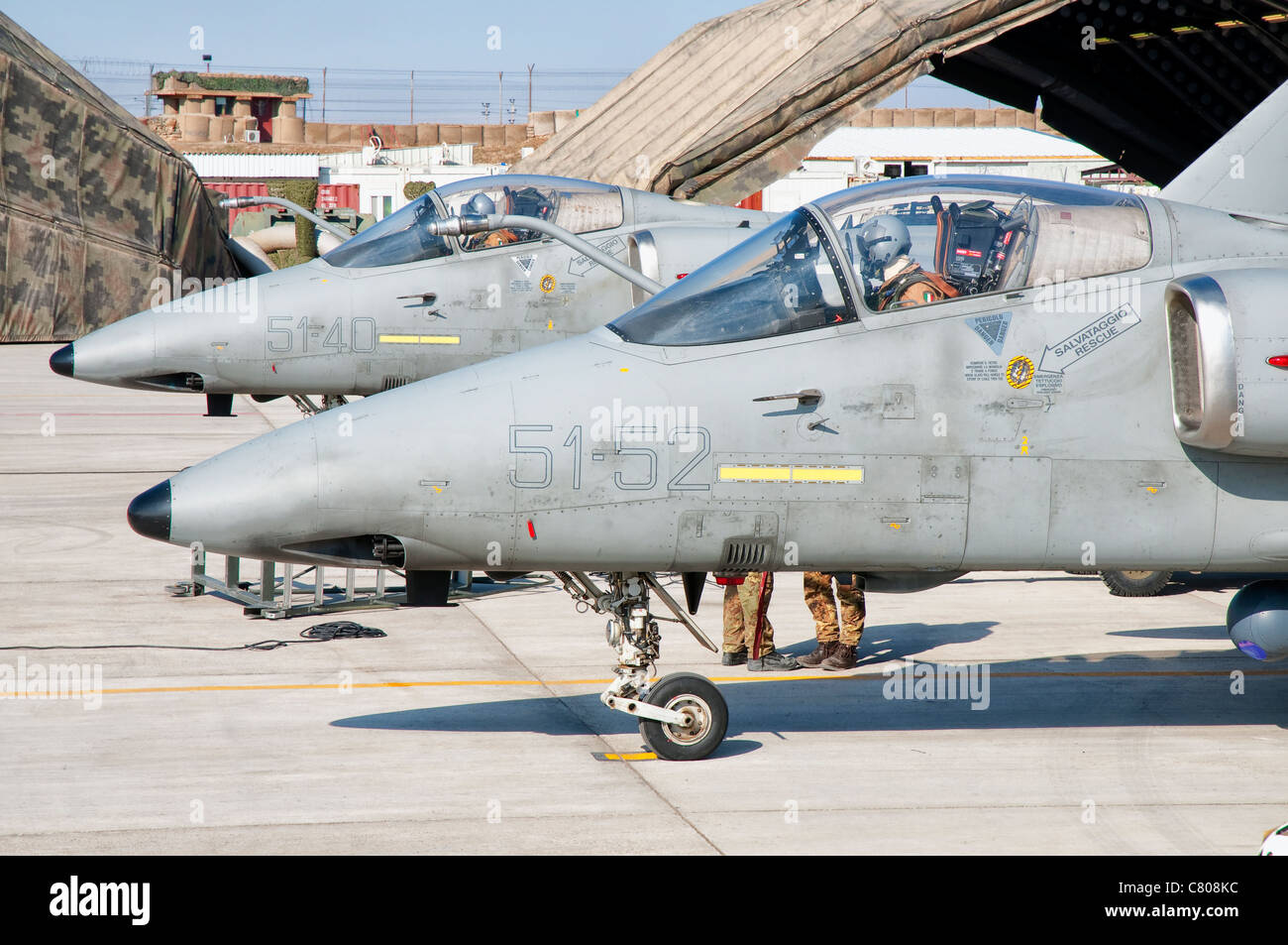 Italian Air Force AMX fighter aircraft are prepared for deployment ...