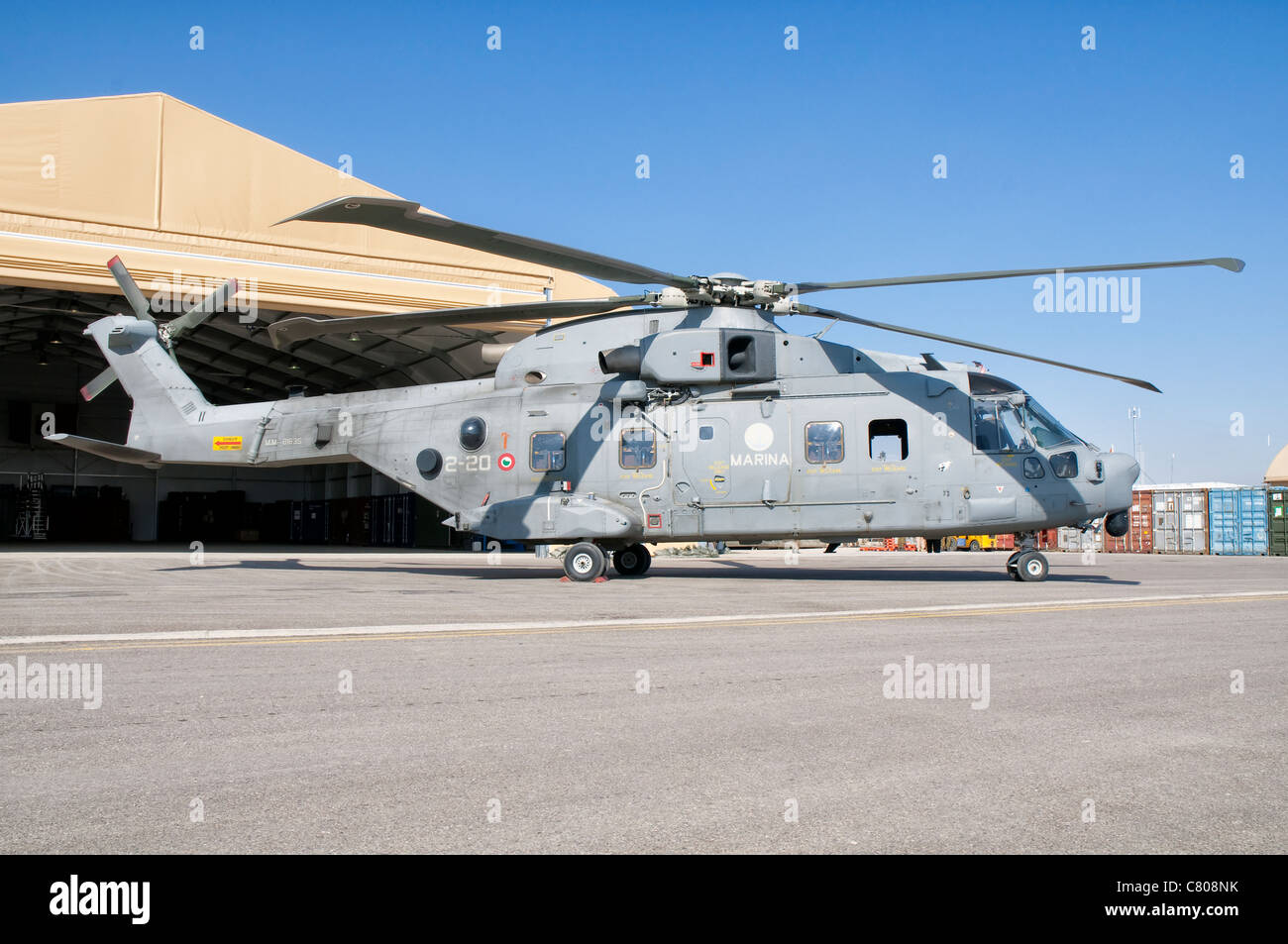 An Italian Navy EH101 helicopter at Forward Operating Base Herat ...
