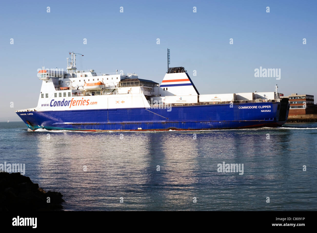 condor freight ferry commodore clipper leaving portsmouth uk Stock Photo - Alamy