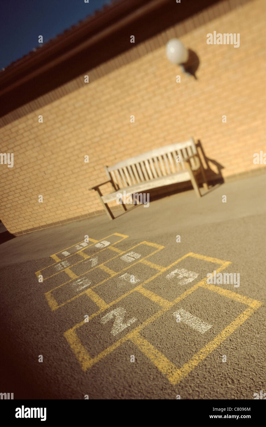 Hopscotch grid in school playground Stock Photo - Alamy