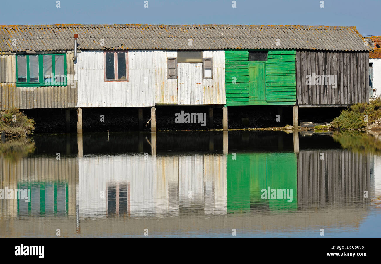 Waterfront mussel & oyster sheds,Ile d'Oleron,France Stock Photo - Alamy