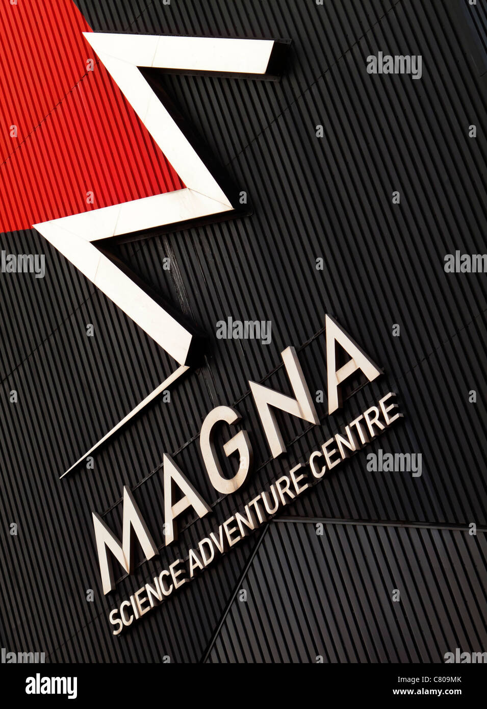 Sign outside Magna Science Adventure Centre located in a disused steel ...