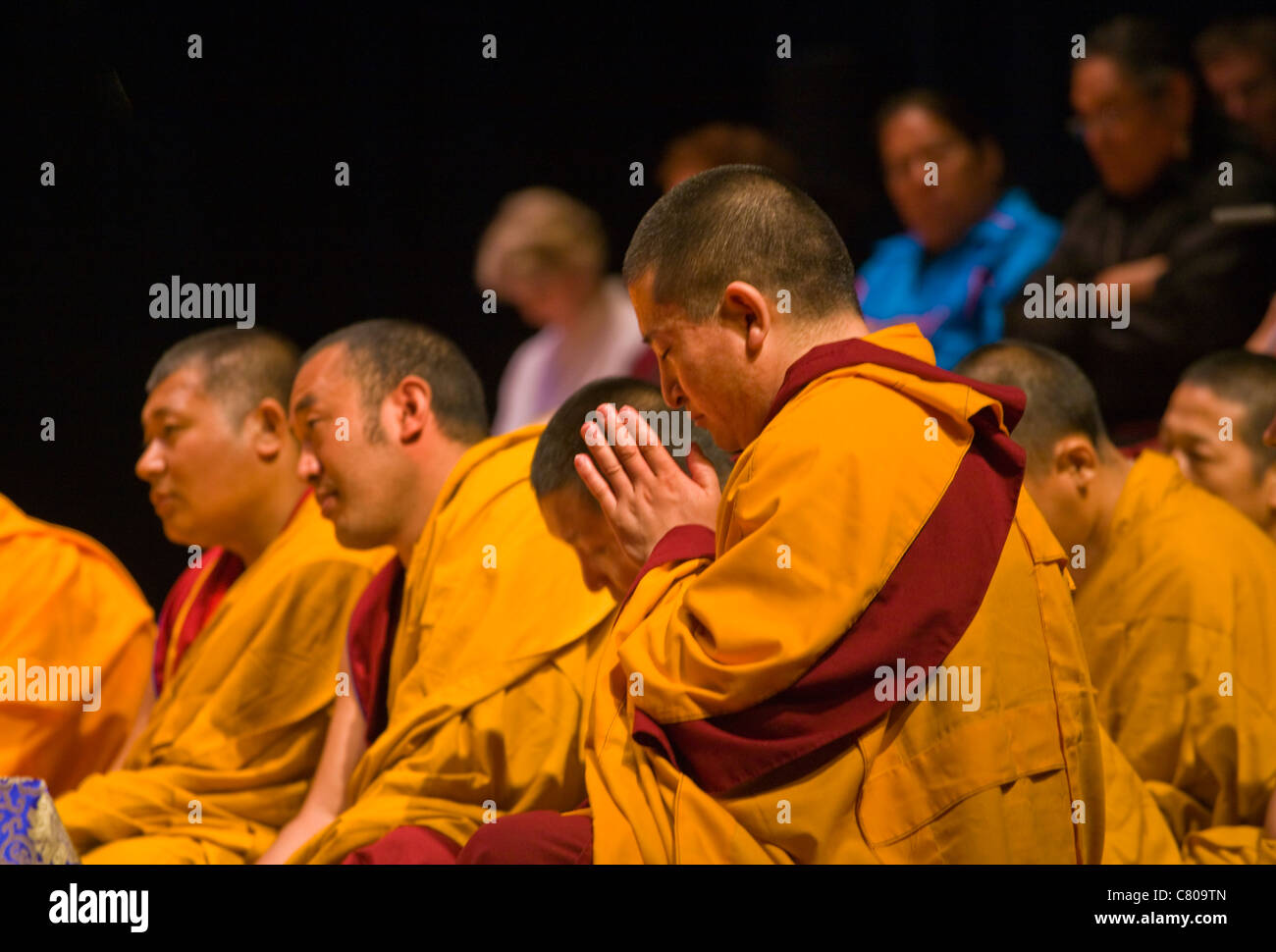 TIBETAN MONKS participate in a Dalai Lama teaching sponsored by the ...