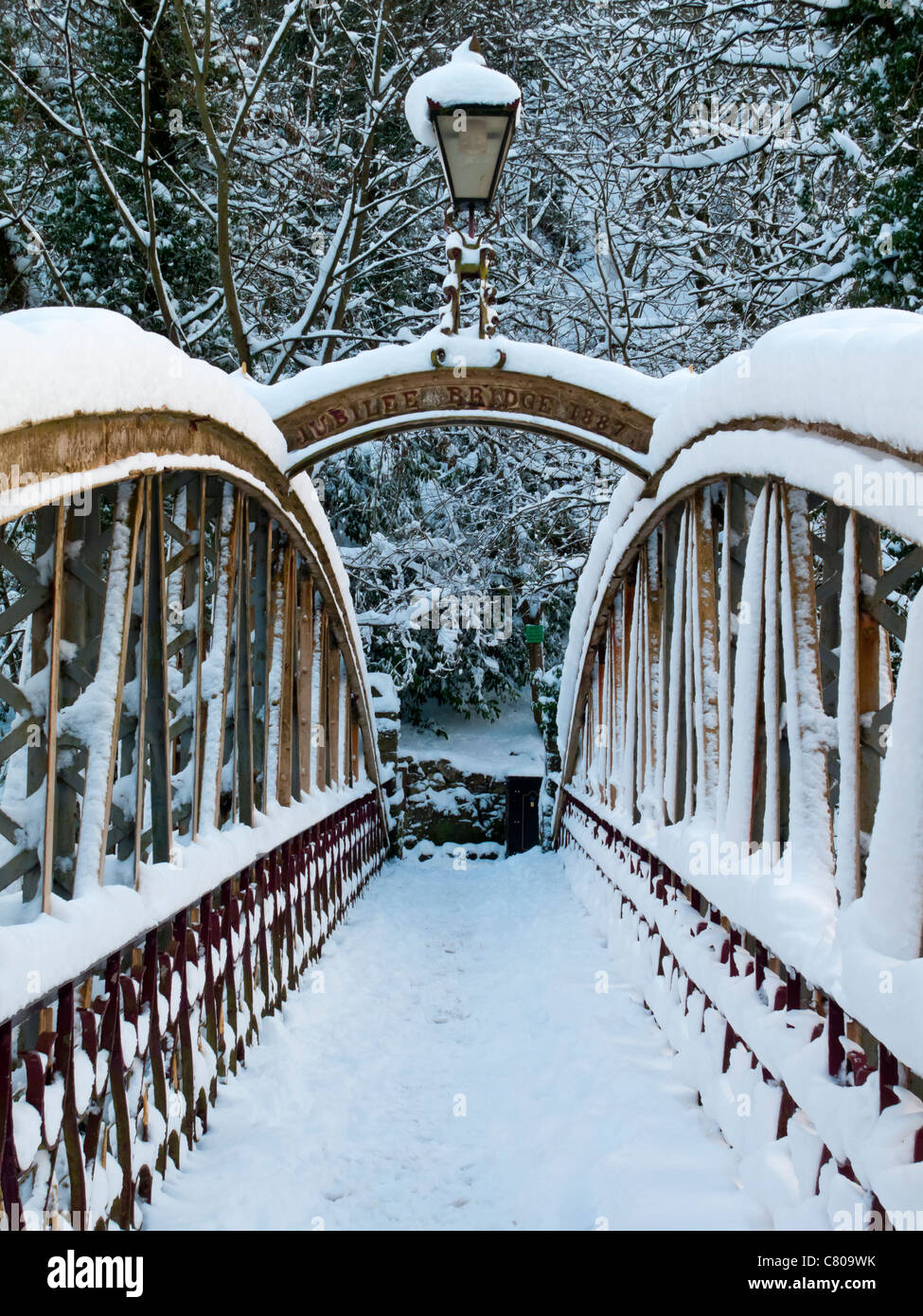 Snow scene at Matlock Bath in Derbyshire UK during the harsh winter ...